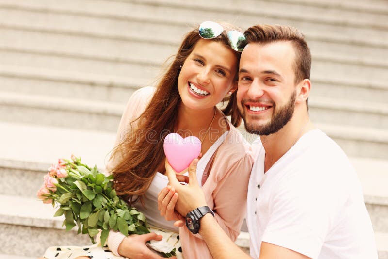 Young Romantic Couple on a Date in the City Stock Image - Image of ...