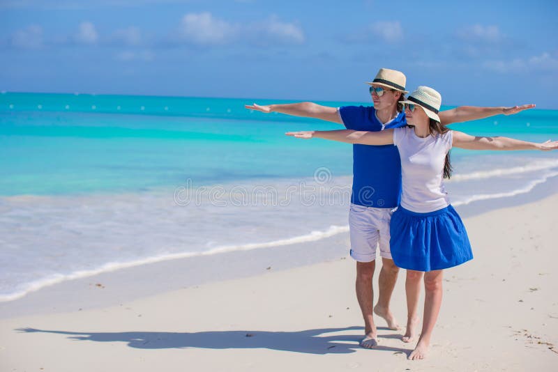 Young Romantic Couple Have Fun at Caribbean Beach Stock Photo - Image ...