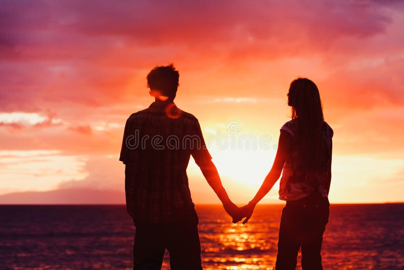 Couple at sunset stock photo. Image of positive, married - 89764