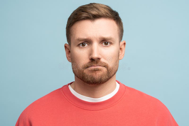 Portrait of Middle Aged Sad Confused Frustrated Man with Pursed Lips in ...