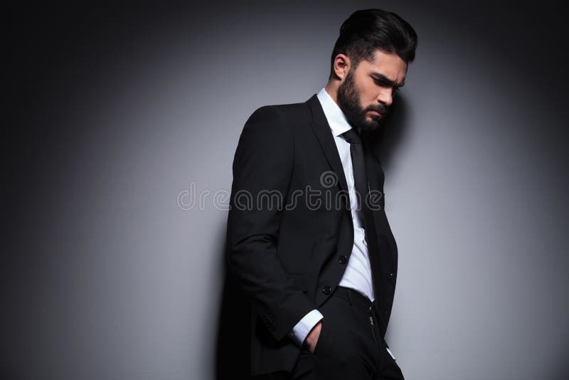 Young Sad Fashion Man Looks Down Stock Photo - Image of happy, hair ...