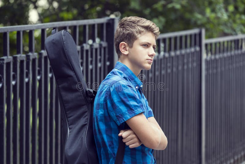 Young Sad Guy with an Guitar Stock Image - Image of artist, enjoy: 96942085