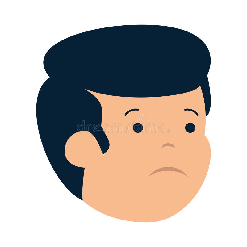 Young Sad Man Head Character Stock Vector - Illustration of caricature ...