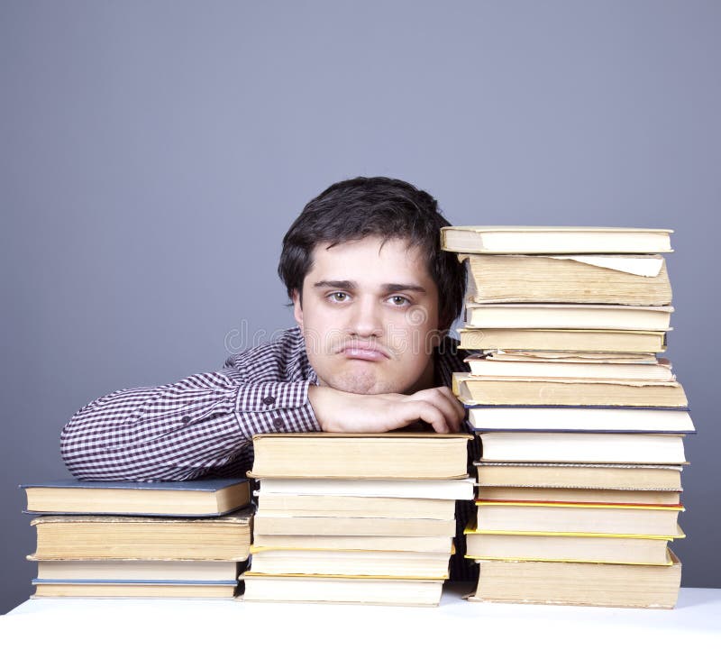 The Young Sad Student with the Books Isolated. Stock Image - Image of ...
