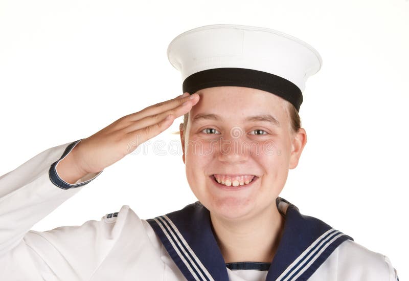 Young Sailor Saluting in Front of Union Jack Stock Photo - Image of ...