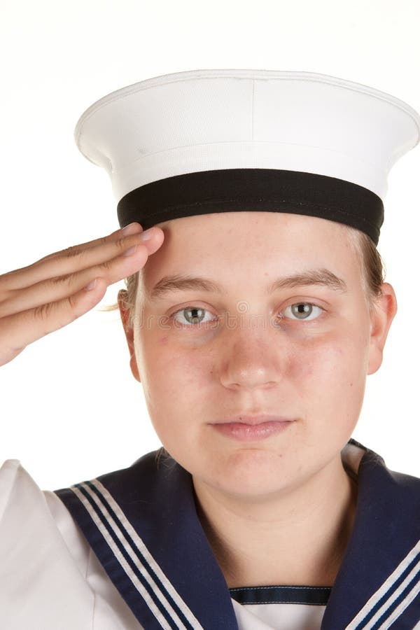 Young Sailor Saluting Isolated White Background Stock Photo - Image of ...