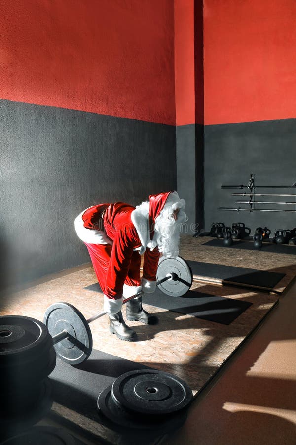 Young Santa Claus Training in Gym Stock Image - Image of merry, center ...