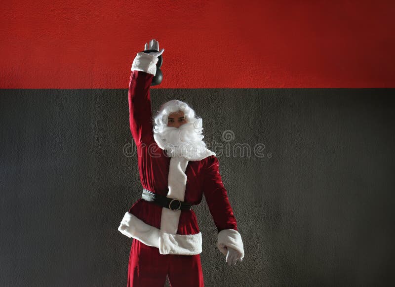 Young Santa Claus Training in Gym Stock Photo - Image of leisure, body ...