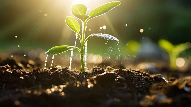 A Young Sapling Being Watered in a Garden, AI Generative Stock ...