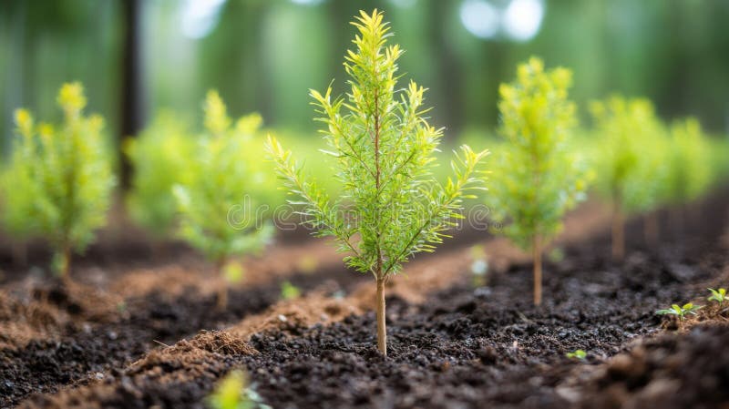 New Saplings in Rich Soil stock image. Image of greenery - 363963683