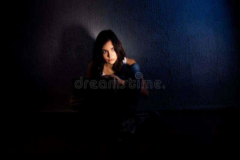 Young Scared and Helpless Horrified Violence Victim of Abuse. Stock ...