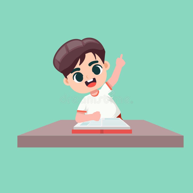 Young School Boy Studying in Classroom Illustration Stock Vector ...