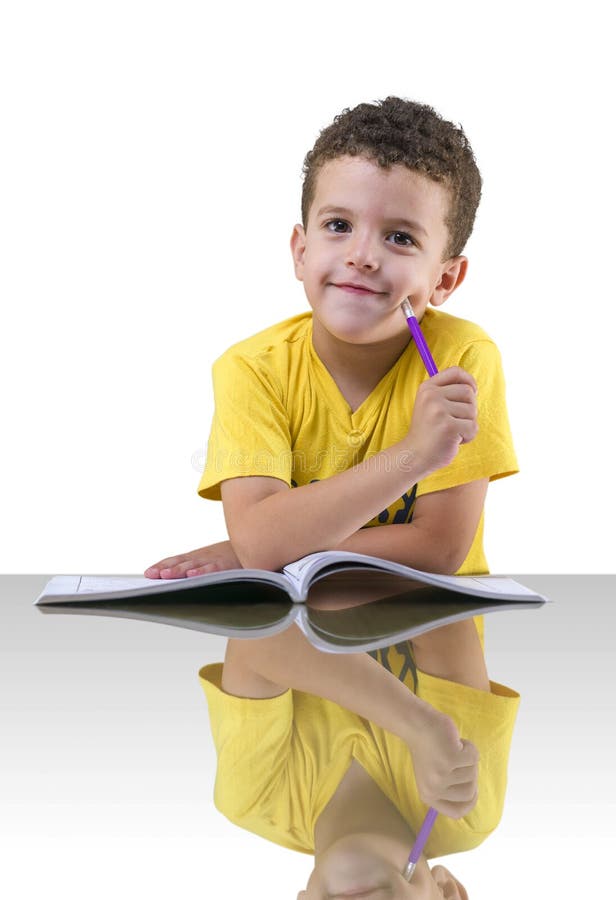 Young School Boy Thinking stock photo. Image of learn - 49827252
