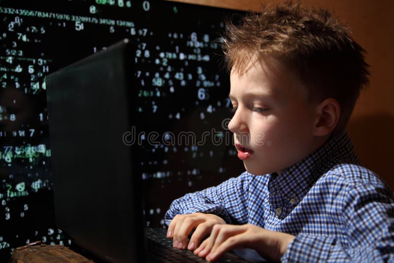 Young Schoolboy Prodigy - a Hacker. Gifted Student Enters into the ...
