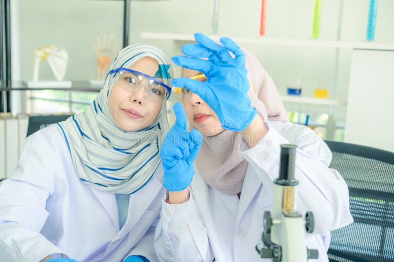 Young Science Students Doing an Experiment in a Laboratory Stock Image ...