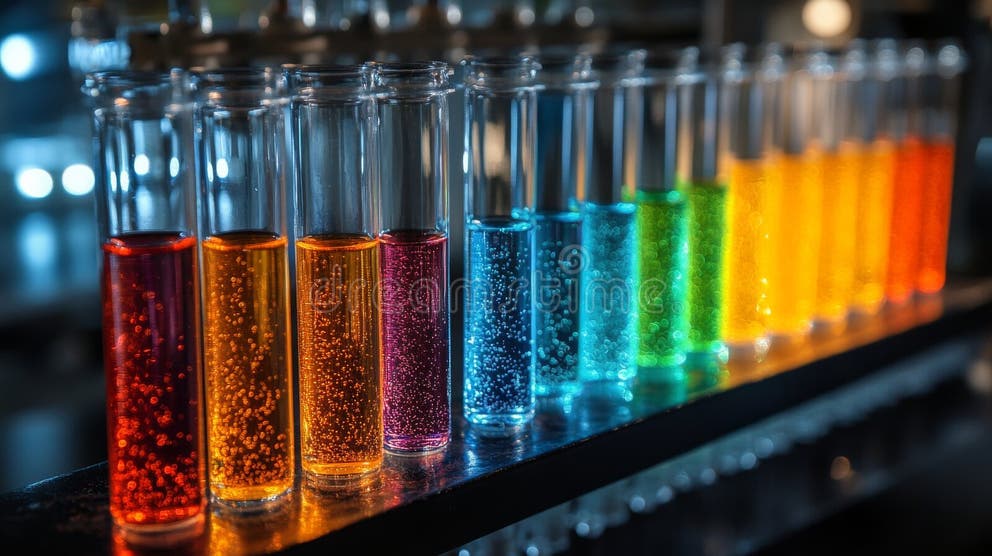 Young Scientist Analyzing Colorful Samples in Modern Laboratory Setting ...