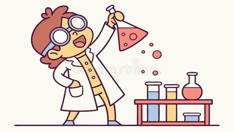 Young Scientist Experimenting with Colorful Beakers in a Lab, Vector ...