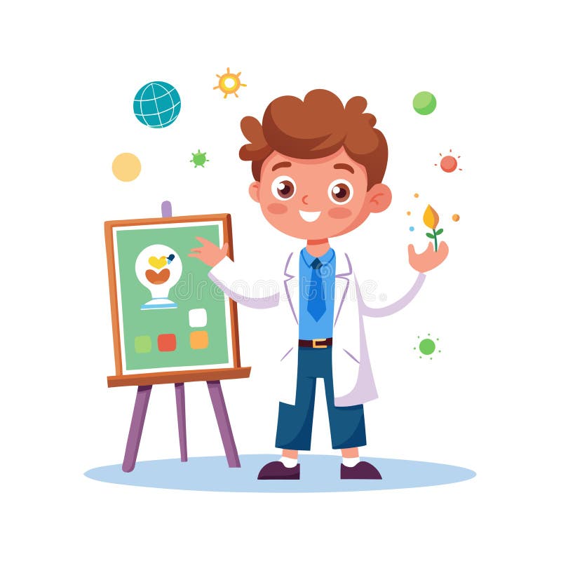 Young Scientist Explaining Science Experiment with Plant Growth and ...