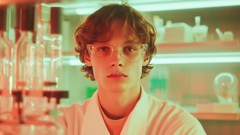 Young Scientist in Laboratory Environment with Glasses for Innovation ...