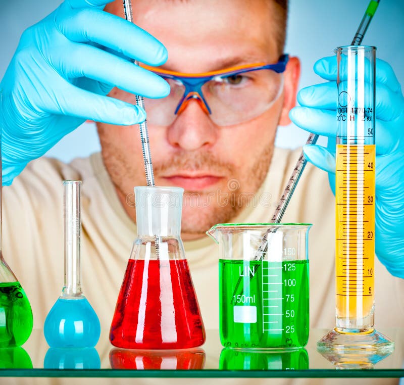 Young Scientist in Laboratory with Test Tubes Stock Image - Image of ...