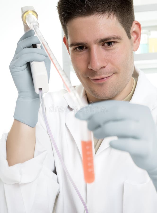 Young Scientist Loads Sample in a Tube Stock Photo - Image of cell ...