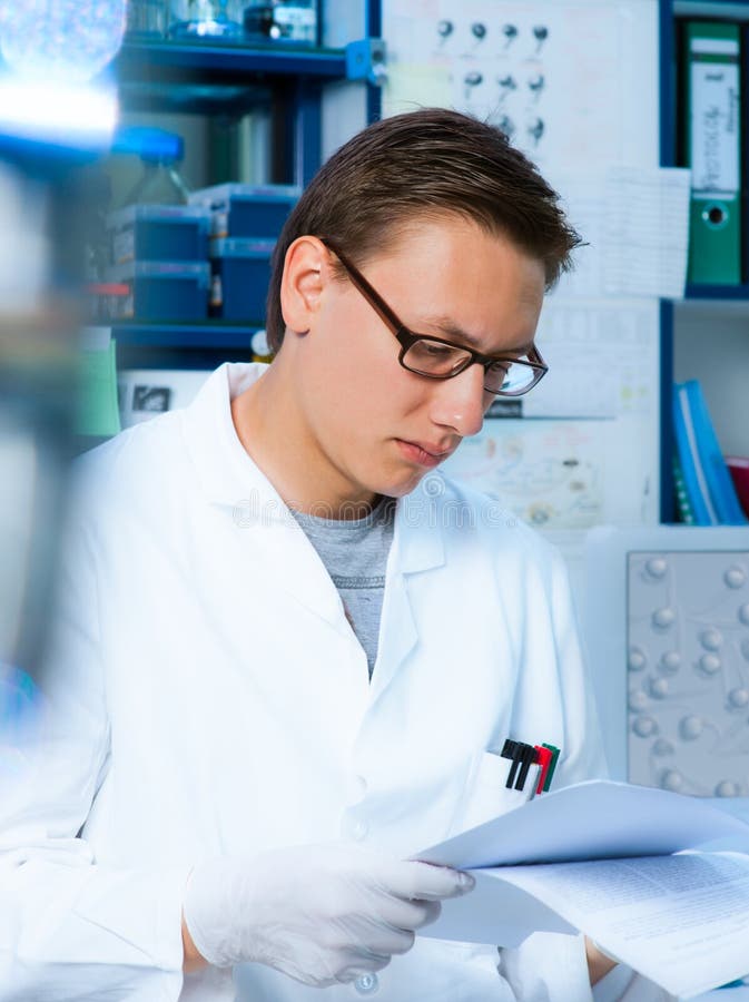 Young Male Scientist Works in the Lab Stock Photo - Image of focused ...