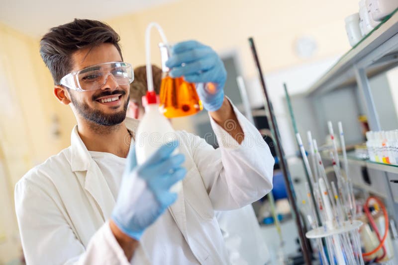 Young Scientist Student Man Working at the Laboratory Stock Image ...