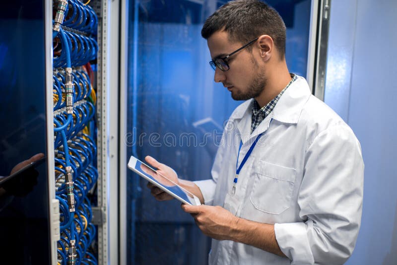 Young Scientist Using Supercomputer Stock Photo - Image of tablet ...