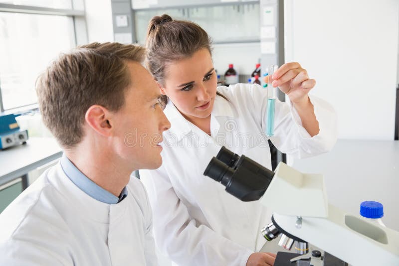 Two Young Scientists Making an Experiment Stock Photo - Image of ...