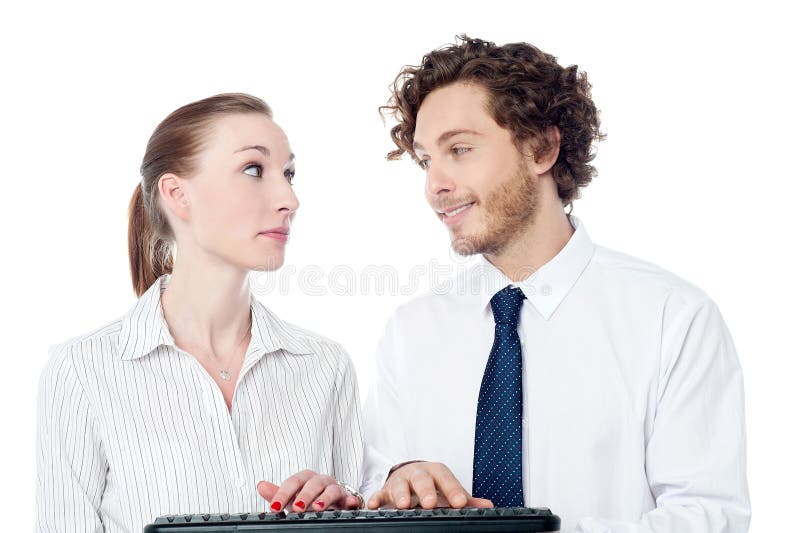 Young Secretaries Typing in Keyboard Stock Photo - Image of corporate ...