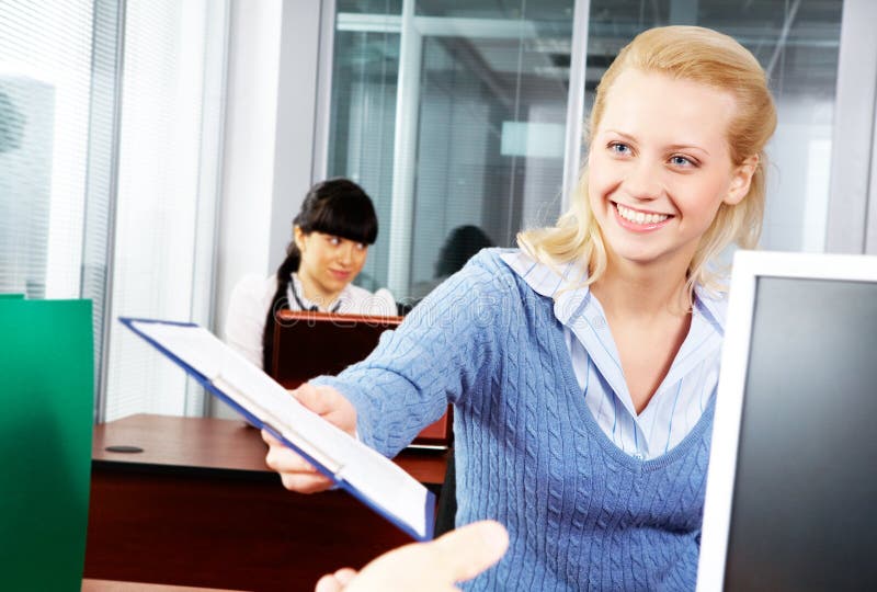 Young secretary stock image. Image of employer, indoors - 17870149