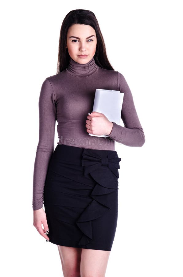 Young secretary stock image. Image of reading, book, isolated - 24933989