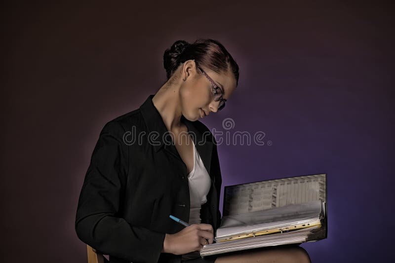 Secretary or Business Woman with Folders of Papers Stock Photo - Image ... Secretary or Business Woman with Folders of Papers Stock Photo - Image ...