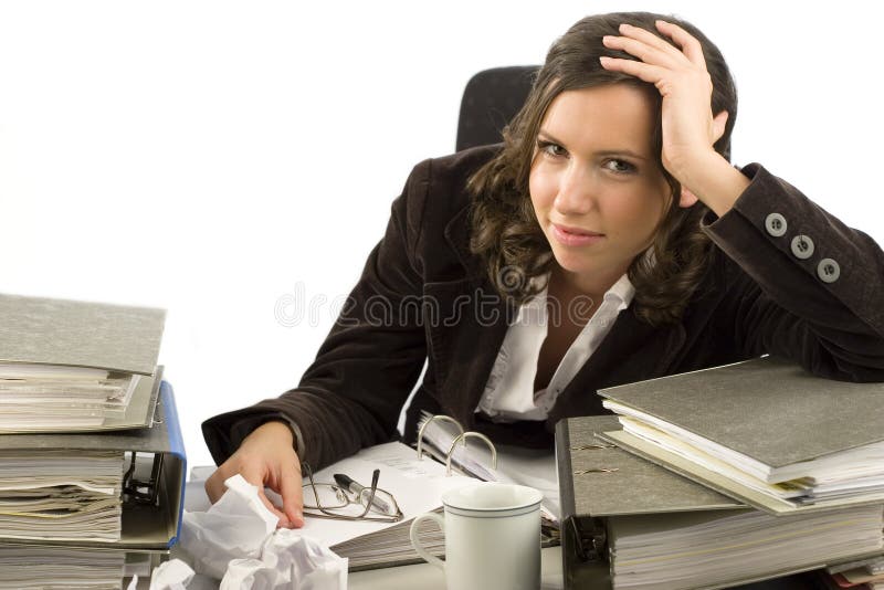 Young Secretary with Disorganized Desktop Stock Photo - Image of ...