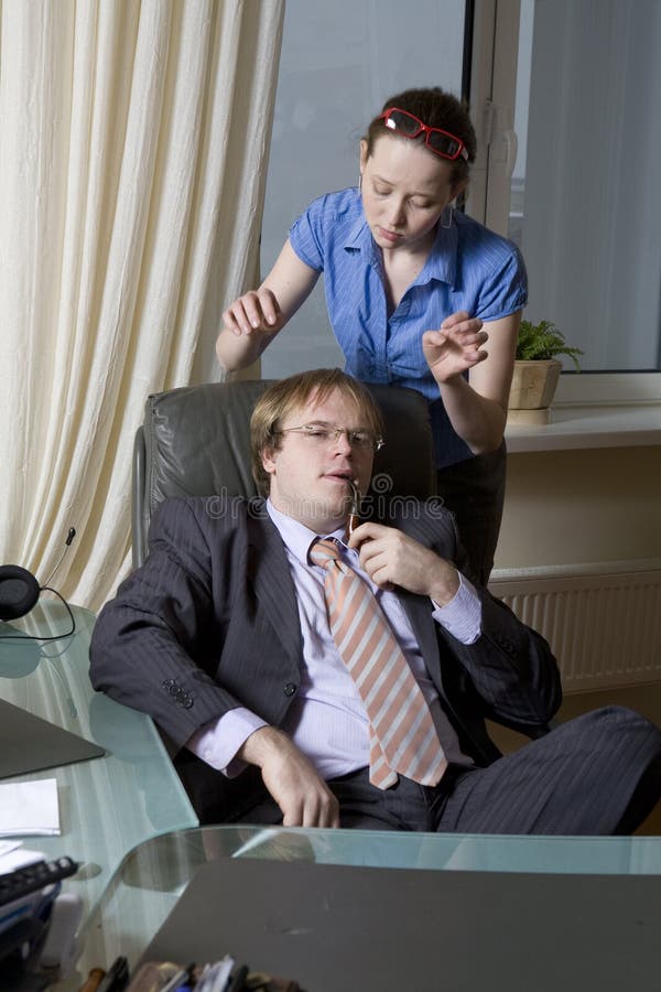 Young Secretary Talking with Boss Stock Photo - Image of colleague ...