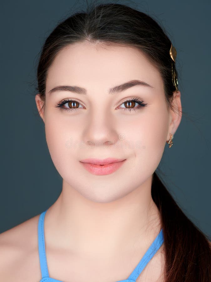 Young Sensual Model Girl. Color Face Art Studio Photo. Stock Image ...