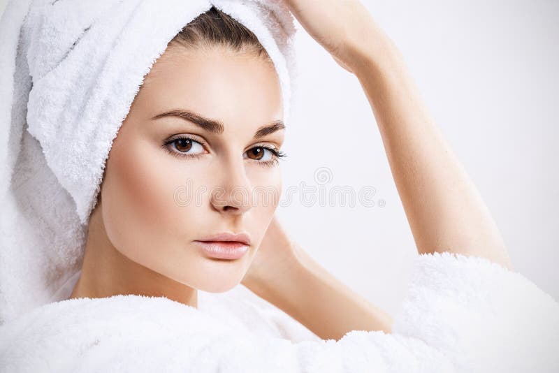 Young Sensual Woman With Bath Towel On Head Stock Image Image Of