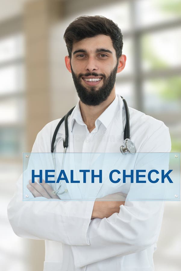 Young Serious Handsome Bearded Doctor with White Coat and Stethoscope ...