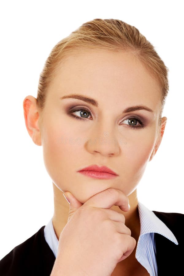Young Serious Thoughtful Business Woman Stock Image - Image of body ... Young Serious Thoughtful Business Woman Stock Image - Image of body ...