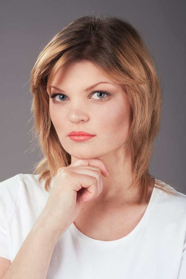 Pretty Serious Girl In Sit On The Floor Stock Image - Image of alone ...