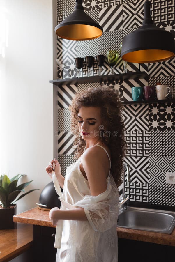 Young Girl Dressed in a Boudoir Bottom Lingerie with a Beautiful and ...