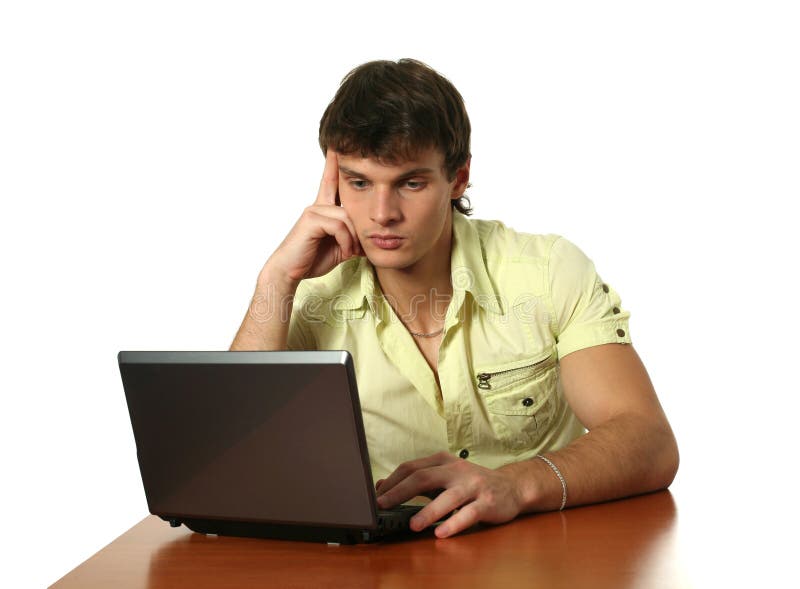Young Man with Laptop stock photo. Image of gorgeous - 13282770