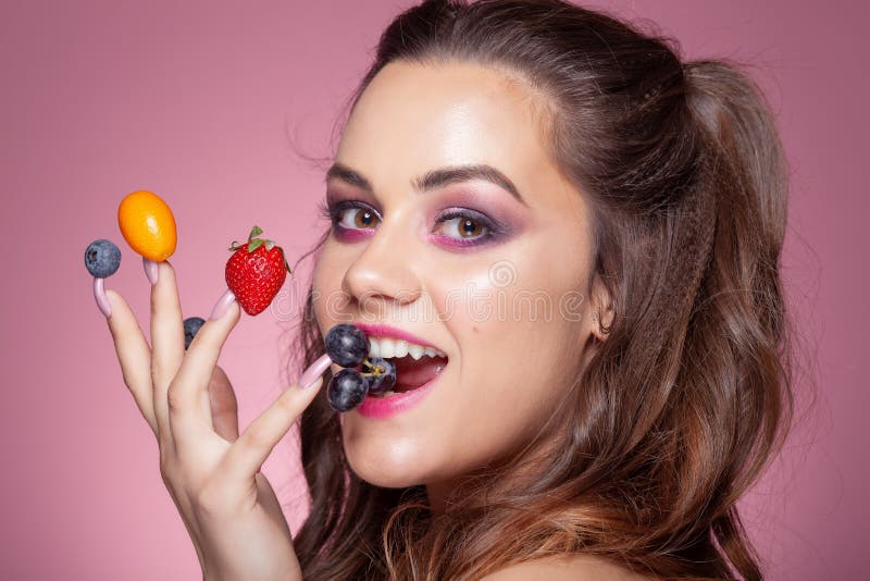 Young Woman Eating Fruit Skewer Stock Image - Image of female, happy ... Young Woman Eating Fruit Skewer Stock Image - Image of female, happy ...