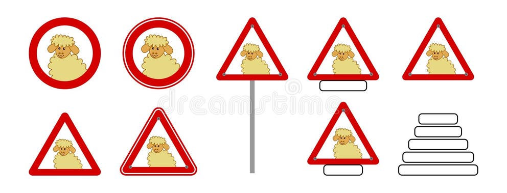 Young Sheep in a Series of Warning and Prohibition Sign - Vector Stock ...