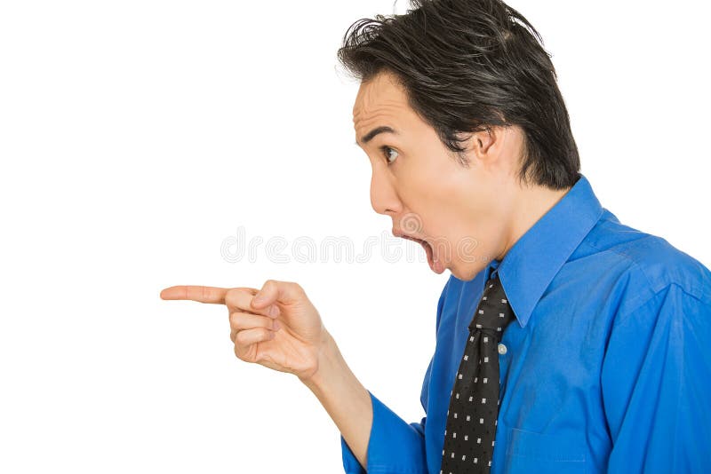 Young Shocked Man Pointing Index Finger At Something Stunned Stock