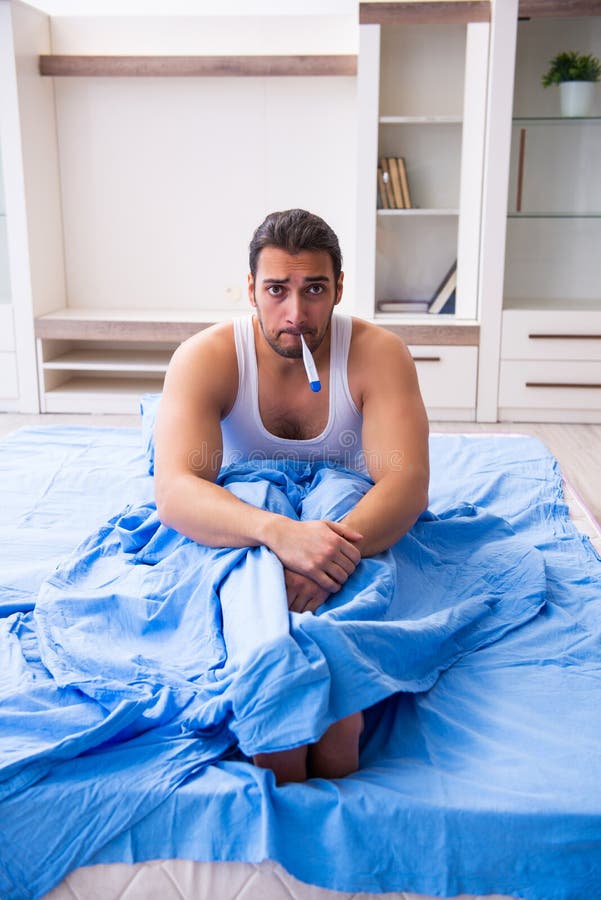 Young Sick Man Suffering at Home Stock Image - Image of blanket ...