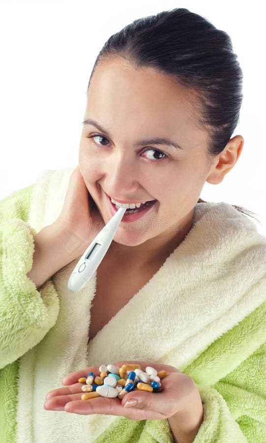 Young sick women stock image. Image of isolated, robe - 22127173