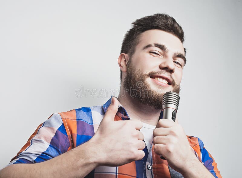 Young Singer with Microphone Stock Image - Image of artist, perform ...