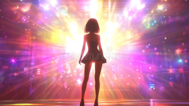 Young Singer Performing on Stage Under Bright Lights Stock Illustration ...