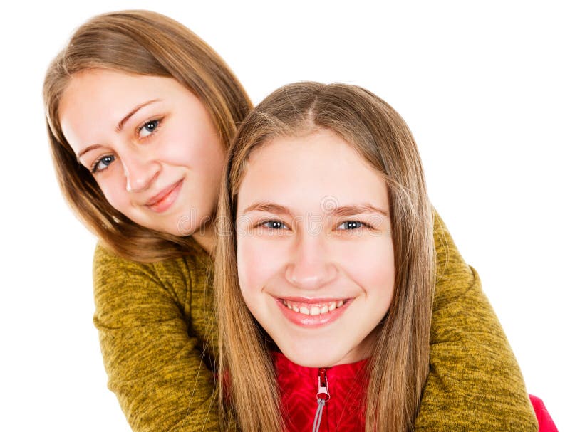 Two Teenager Friends Fighting Pulling Long Hair Isolated Stock Photos ...